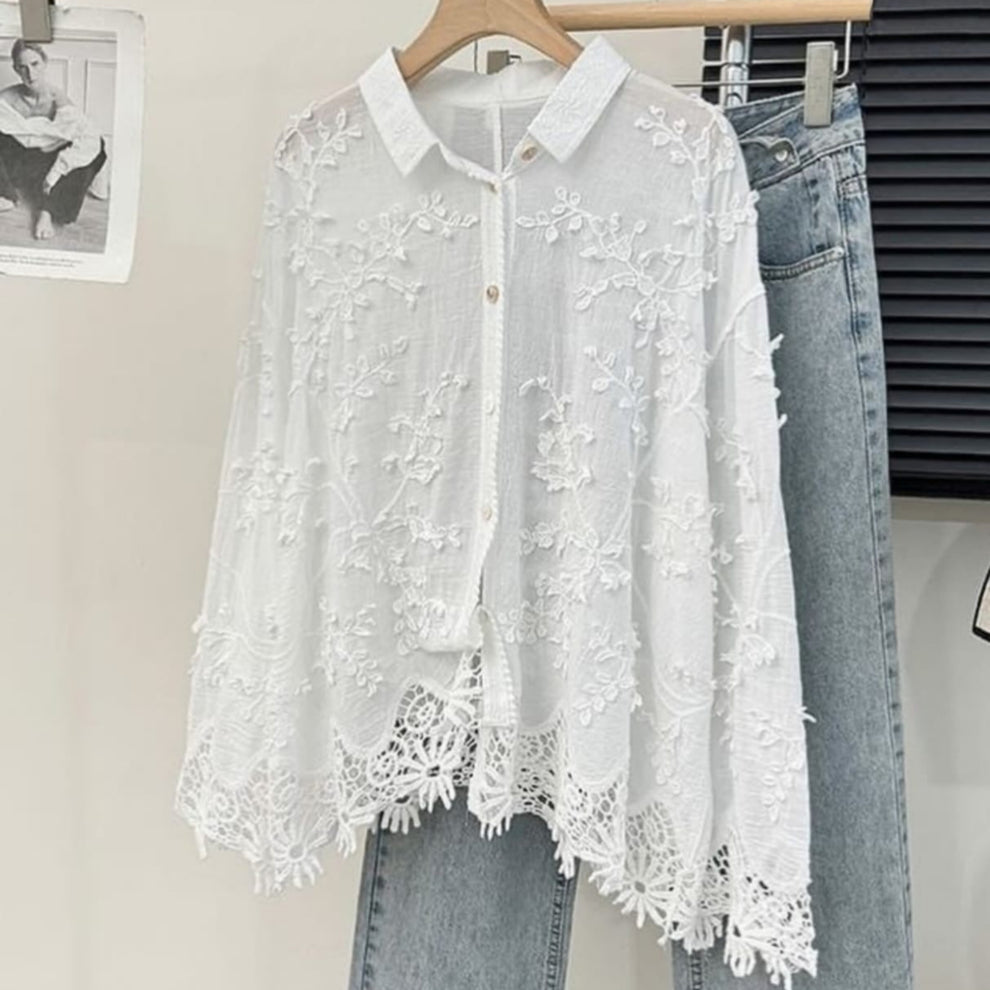 Mahem Boho Embroidered Sheer Shirt II Westery Fashion House